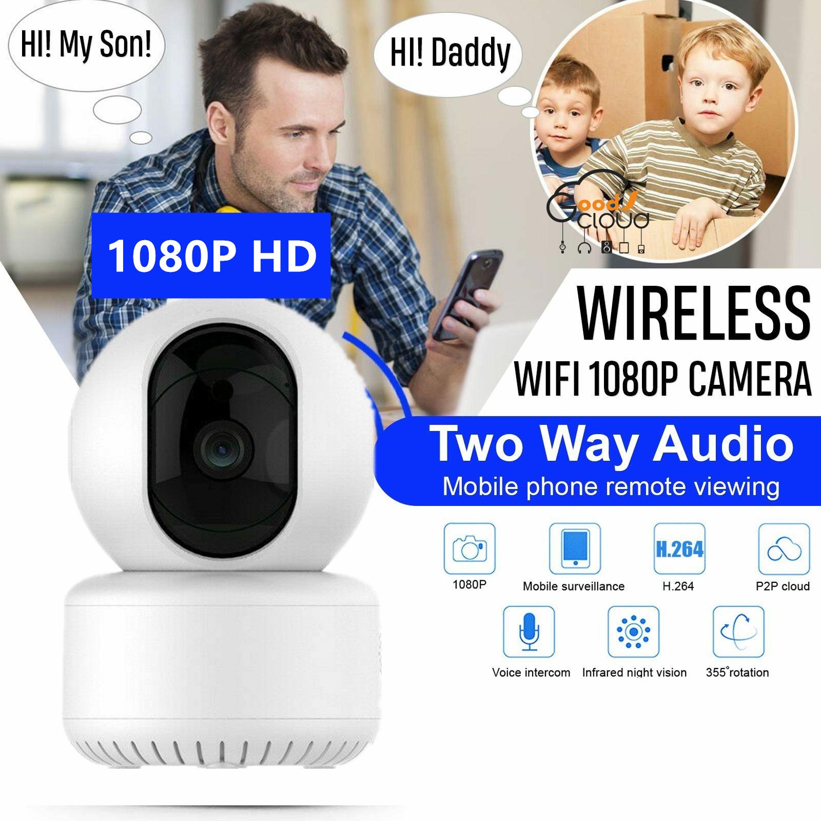 Remote Rotation 1080P IP Security Camera WIFI Wireless Surveillance IR ...