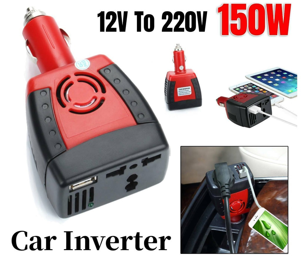 150W Auto Power Inverter DC 12V to AC 220V Car Outlet Voltage Converte ...