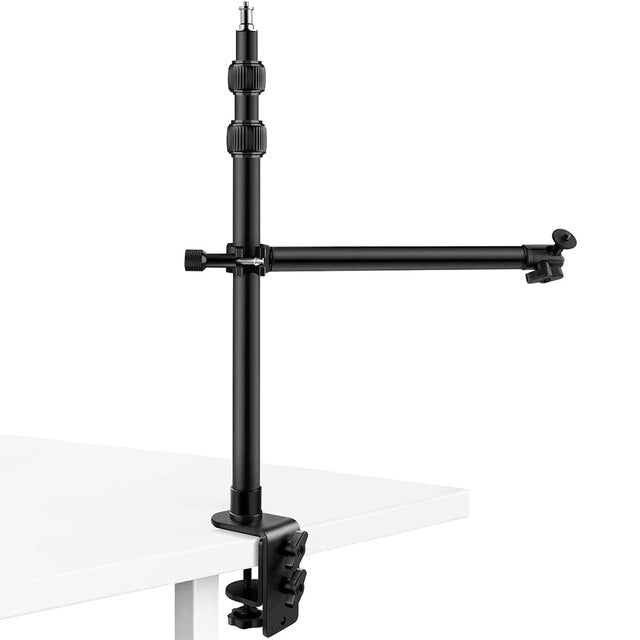 Camera Desk Mount with Auxiliary Holding Boom Arm, Overhead Table C-Cl ...
